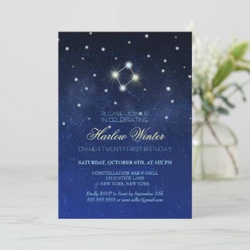 Libra Constellation Birthday Party Invitation | Zazzle