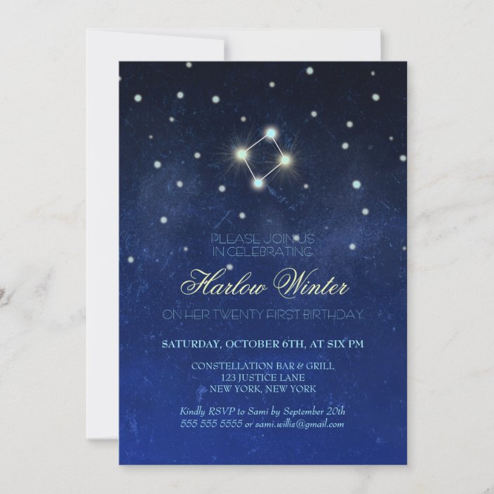 Libra Constellation Birthday Party Invitation | Zazzle.com