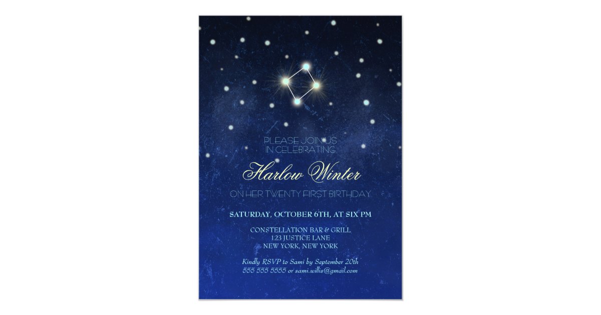 Libra Constellation Birthday Party Invitation | Zazzle.com