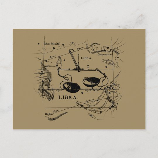 Libra Constellation Map Hevelius 1690 Decor Postcard | Zazzle.com