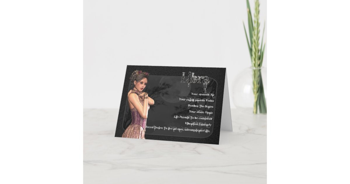 Libra Gothic Zodiac Birthday Card | Zazzle