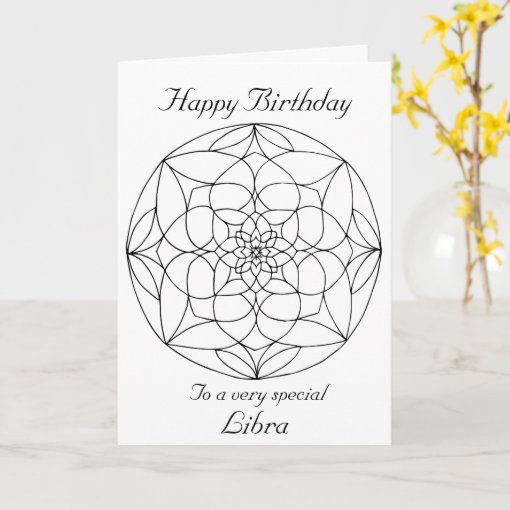 Libra Mandala: Color your own Birthday Card | Zazzle