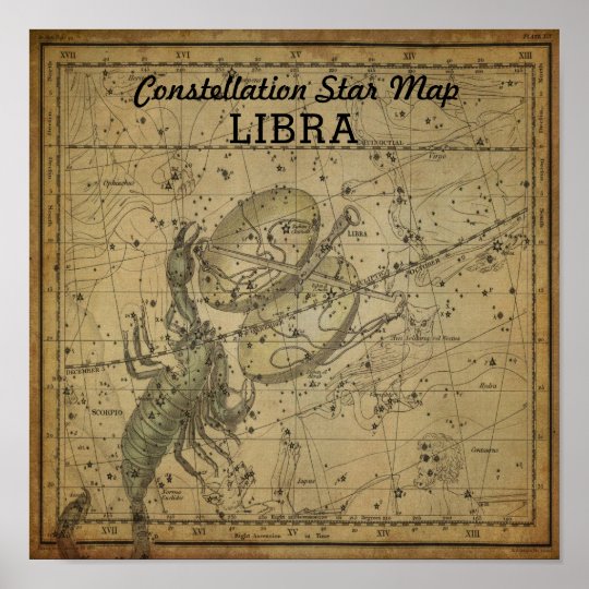 Libra Scales Constellation Star Map Scorpio Nov Poster | Zazzle.com