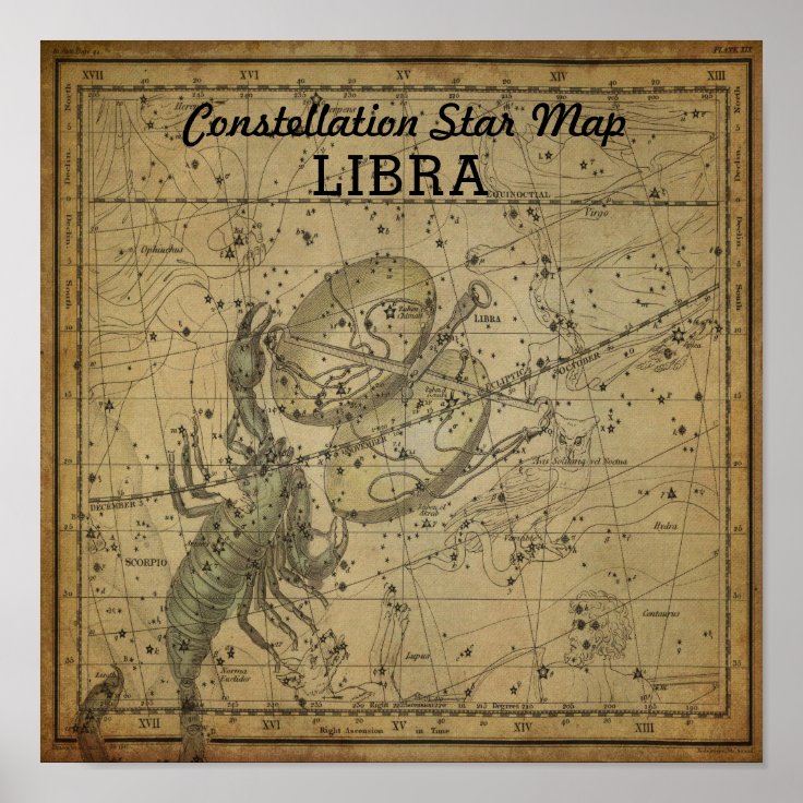 Libra Scales Constellation Star Map Scorpio Nov Poster | Zazzle