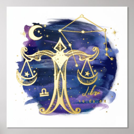 Libra Scales Sign of the Zodiac Custom Birth Date | Zazzle