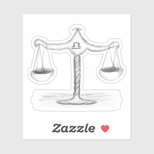 Libra Scales Zodiac Sketch Sticker | Zazzle