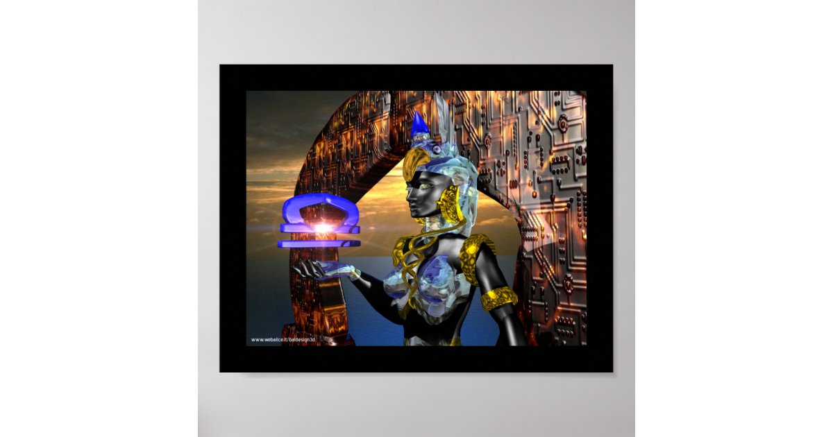 LIBRA WITH CYBER ATHENA POSTER | Zazzle