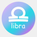 Libra Zodiac Blue Purple Astrology Star Sign Classic Round Sticker | Zazzle