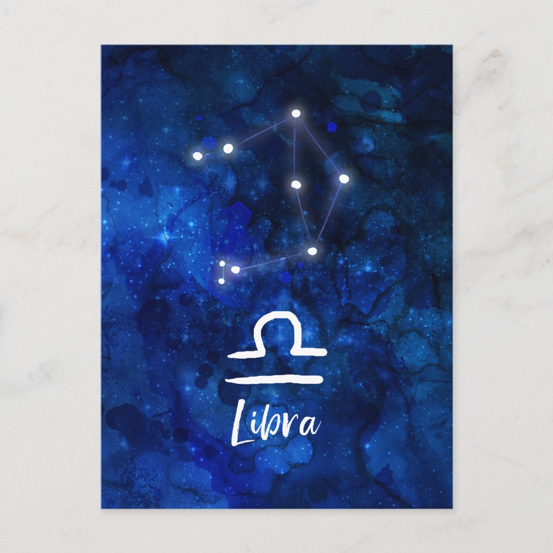 Libra Zodiac Constellation Blue Galaxy Celestial Postcard | Zazzle