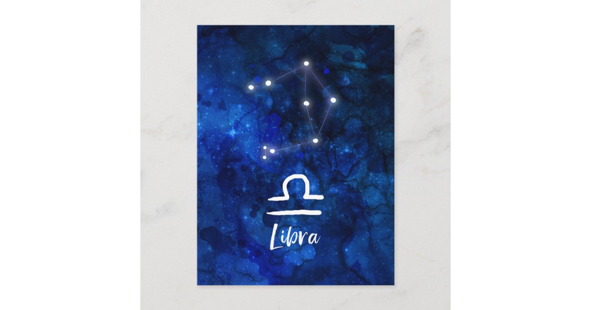 Libra Zodiac Constellation Blue Galaxy Celestial Postcard | Zazzle