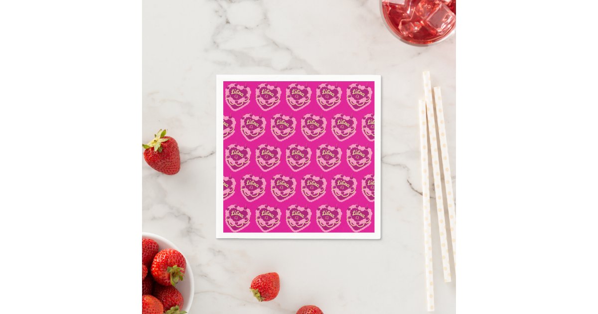 Libra Zodiac Coquette Heart Birthday Cake Napkins | Zazzle