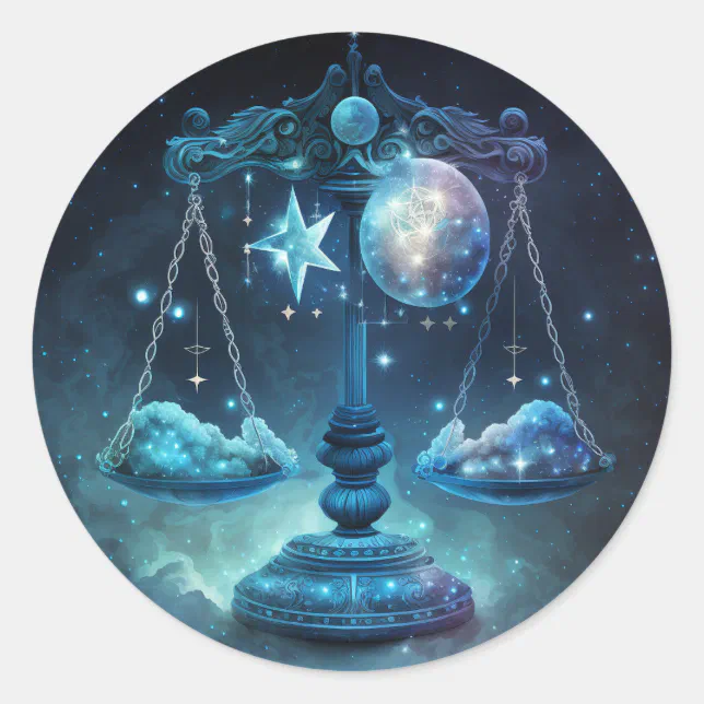 Libra Zodiac Graphic Classic Round Sticker | Zazzle