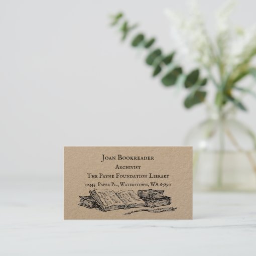Librarian Archivist Books Custom Business Card | Zazzle