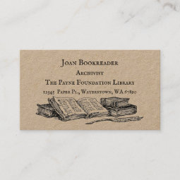 Librarian Archivist Books Custom Business Card | Zazzle