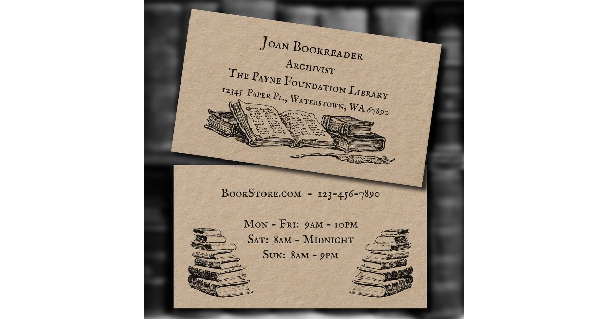 Librarian Archivist Books Custom Business Card | Zazzle