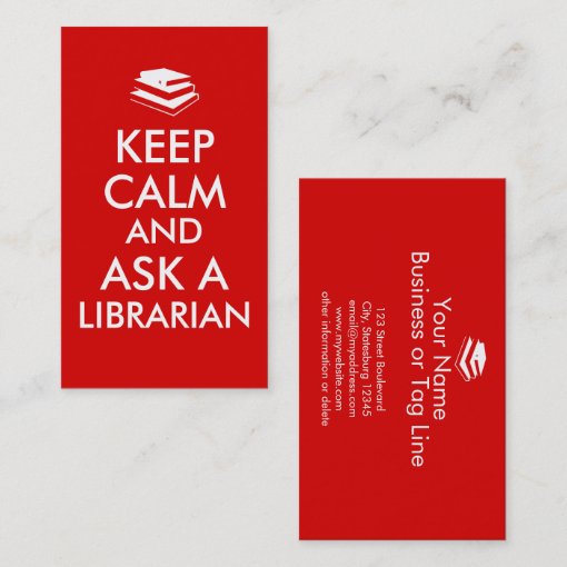 Librarian Gifts Keep Calm Ask a Librarian Custom Business Card | Zazzle