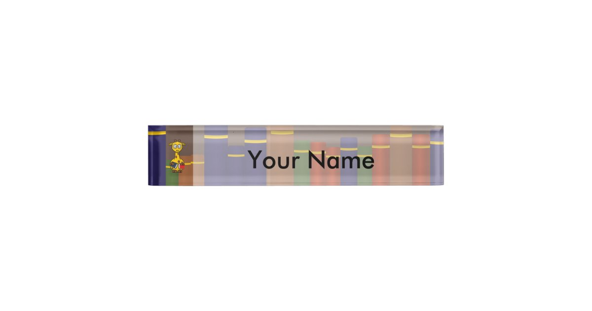 Librarian Giraffe Desk Name Plate | Zazzle