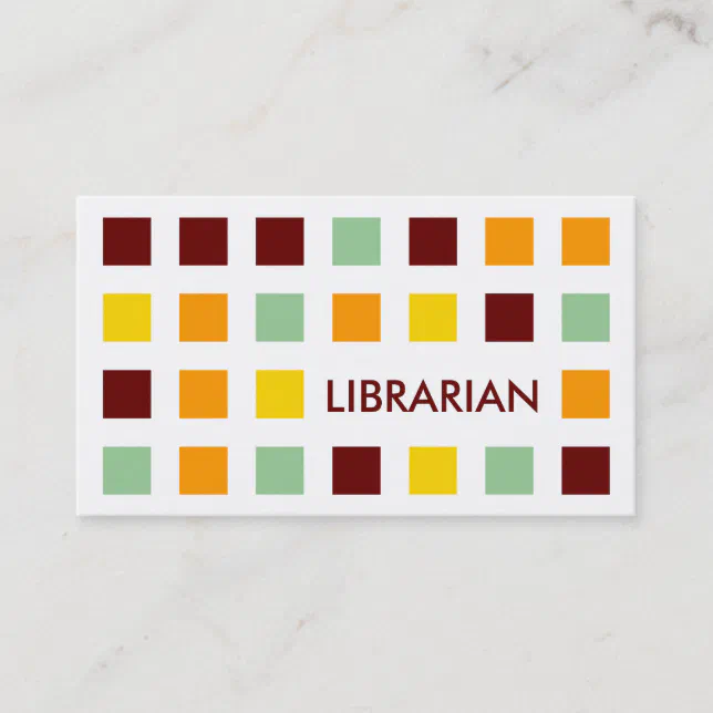 LIBRARIAN (mod squares) Business Card | Zazzle