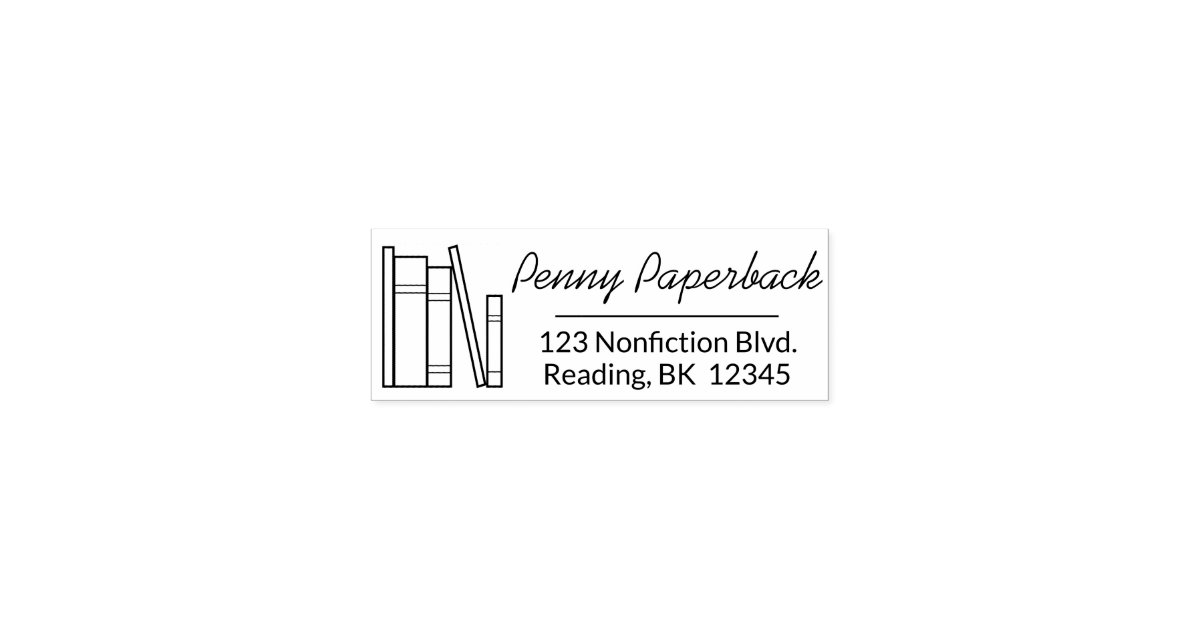 Librarian or Book Lover Book Spines Return Address Rubber Stamp | Zazzle