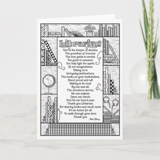 Librarian Poem (Colorable) Card | Zazzle.com
