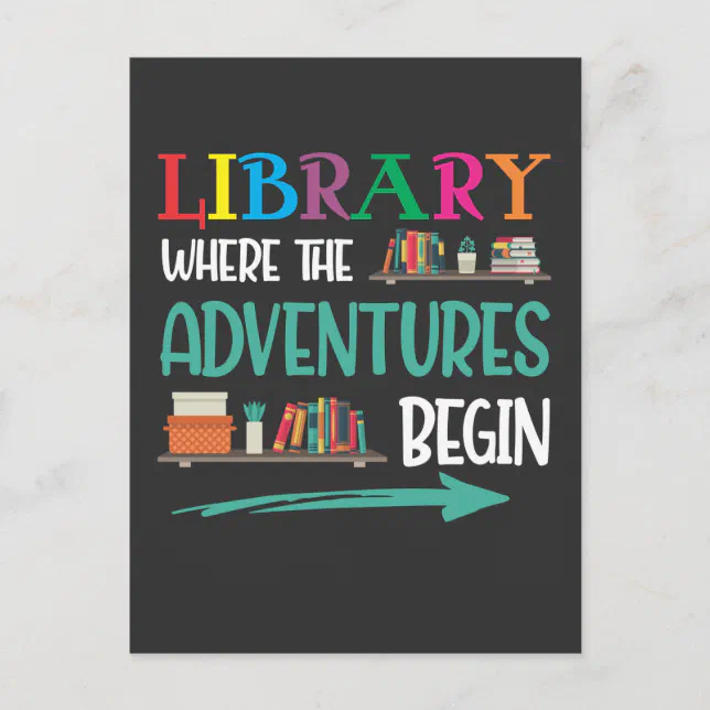 Library Adventure Librarian Book Reader Bookworm Postcard | Zazzle