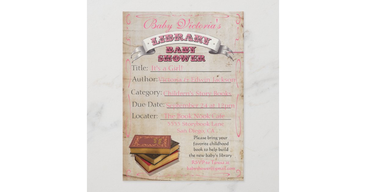 Library Book Baby Shower Invitations | Zazzle.com