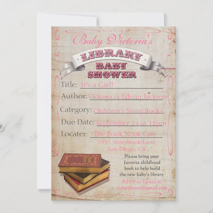 Library Book Baby Shower Invitations | Zazzle.com