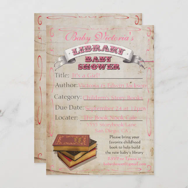 Library Book Baby Shower Invitations | Zazzle