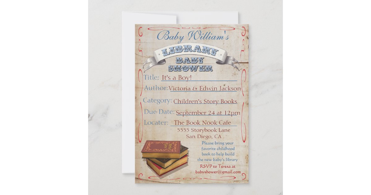 Library Book Baby Shower Invitations | Zazzle