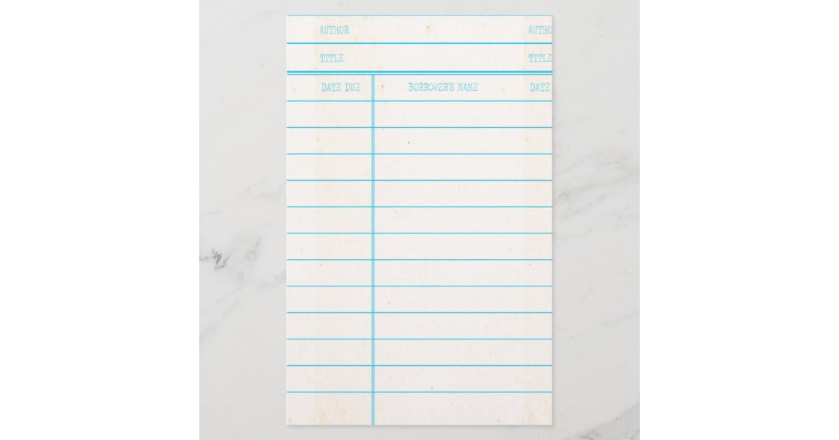 Library Book Date Due Card | Zazzle