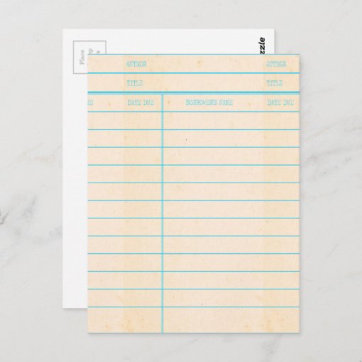 Library Book Date Due Card | Zazzle