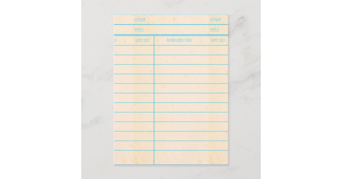 Library Book Date Due Card | Zazzle