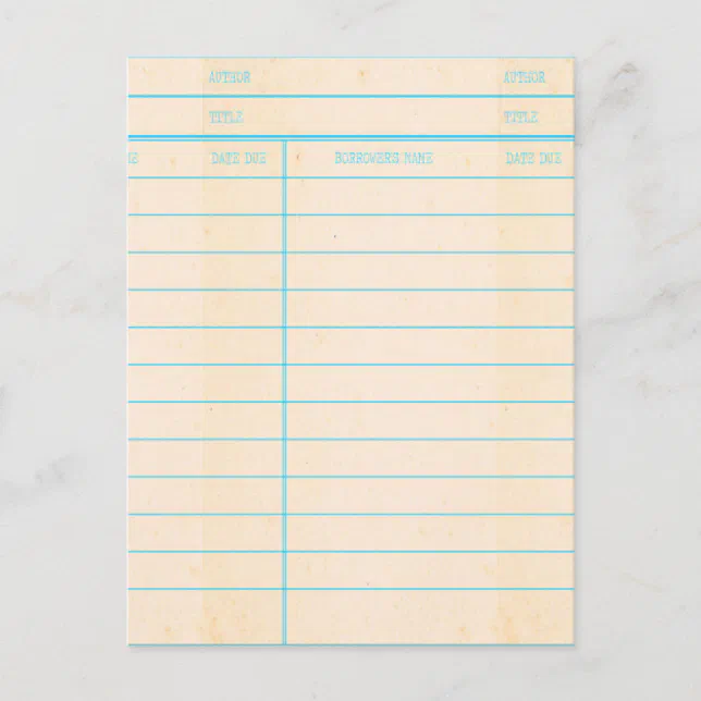 Library Book Date Due Card | Zazzle