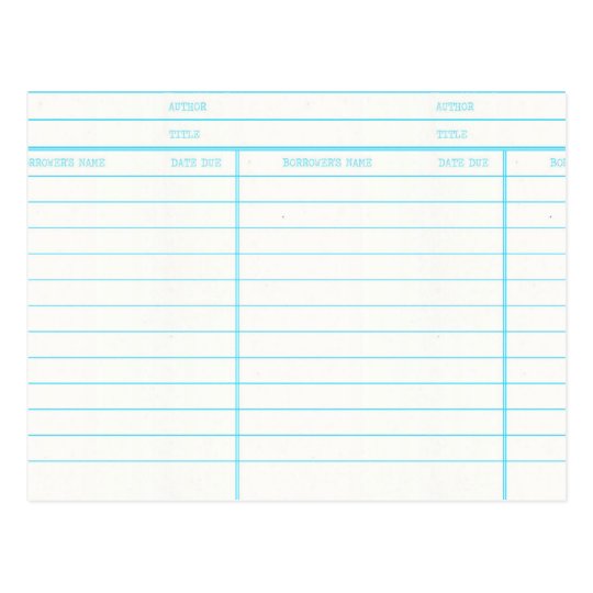 Library Book Date Due Card | Zazzle.com