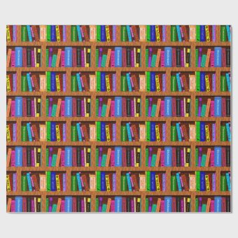 Library Book Shelf Pattern for Readers Wrapping Paper | Zazzle