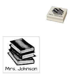 Library Book Stack Personalized Teacher Librarian Rubber Stamp | Zazzle