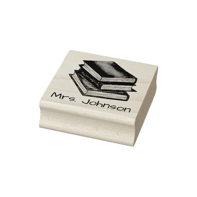 Library Book Stack Personalized Teacher Librarian Rubber Stamp | Zazzle