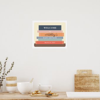Library Book Themed Baby Shower Welcome Sign | Zazzle