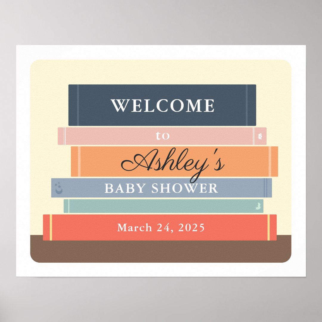 Library Book Themed Baby Shower Welcome Sign | Zazzle