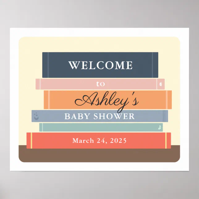 Library Book Themed Baby Shower Welcome Sign | Zazzle