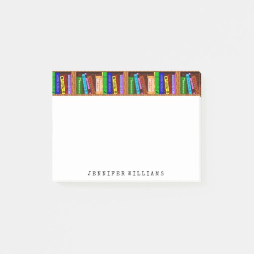 Library Books English Teacher Writer Personalized Post-it Notes | Zazzle