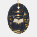 Library Books Shelves Open Book Read Ceramic Ornament | Zazzle