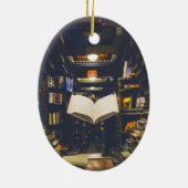 Library Books Shelves Open Book Read Ceramic Ornament | Zazzle
