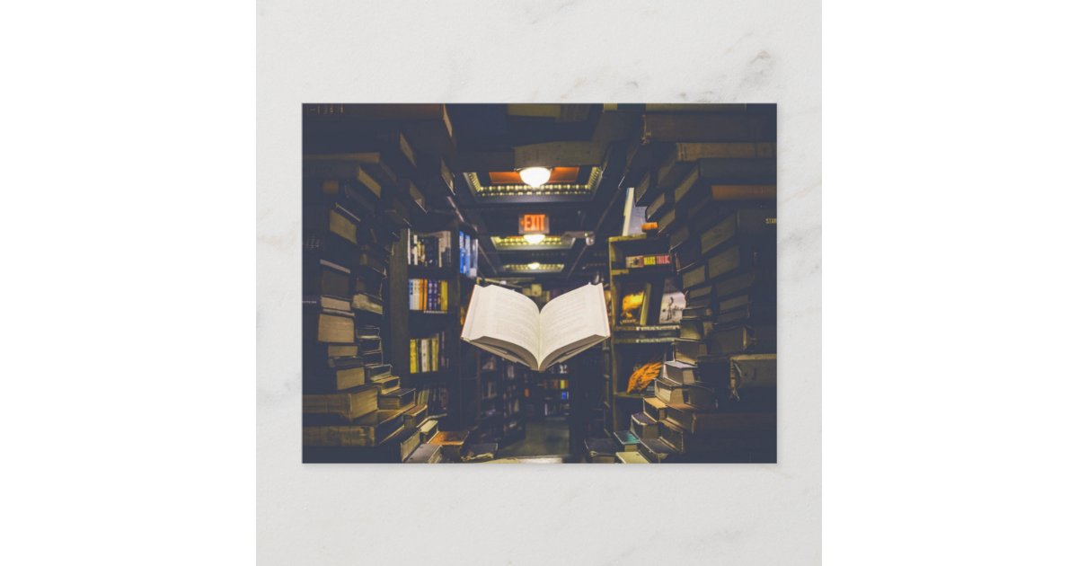 Library Books Shelves Open Book Read Postcard | Zazzle