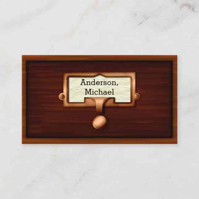 Library Books Wood Catalog Writer Author Librarian Business Card | Zazzle