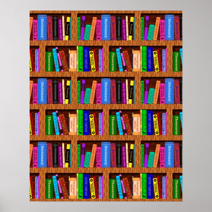 Library Bookshelf Background Pattern for Readers Poster | Zazzle