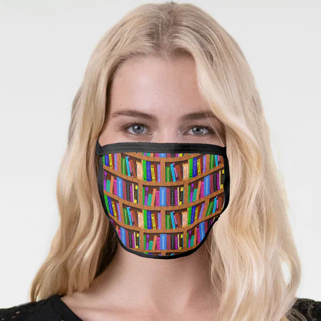 Library Bookshelf Books Reader Pattern Colorful Face Mask | Zazzle