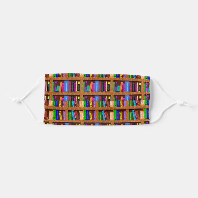 Library Bookshelf Colorful Books Reader Pattern Adult Cloth Face Mask ...