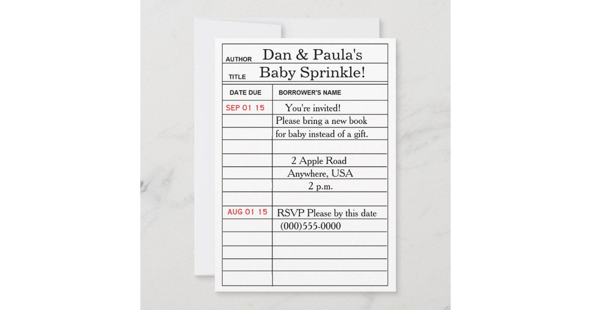 "Library Card" Baby Sprinkle/Shower Invitations | Zazzle