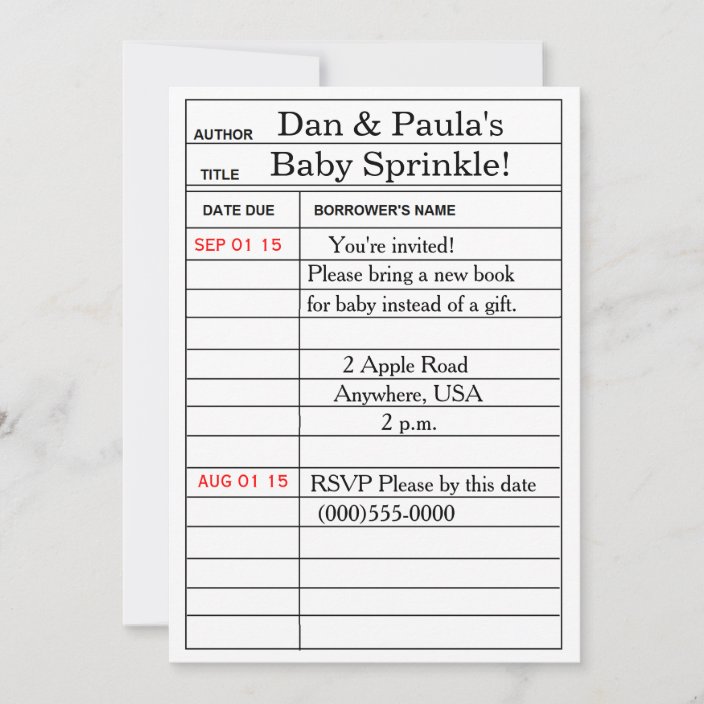 "Library Card" Baby Sprinkle/Shower Invitations | Zazzle.com